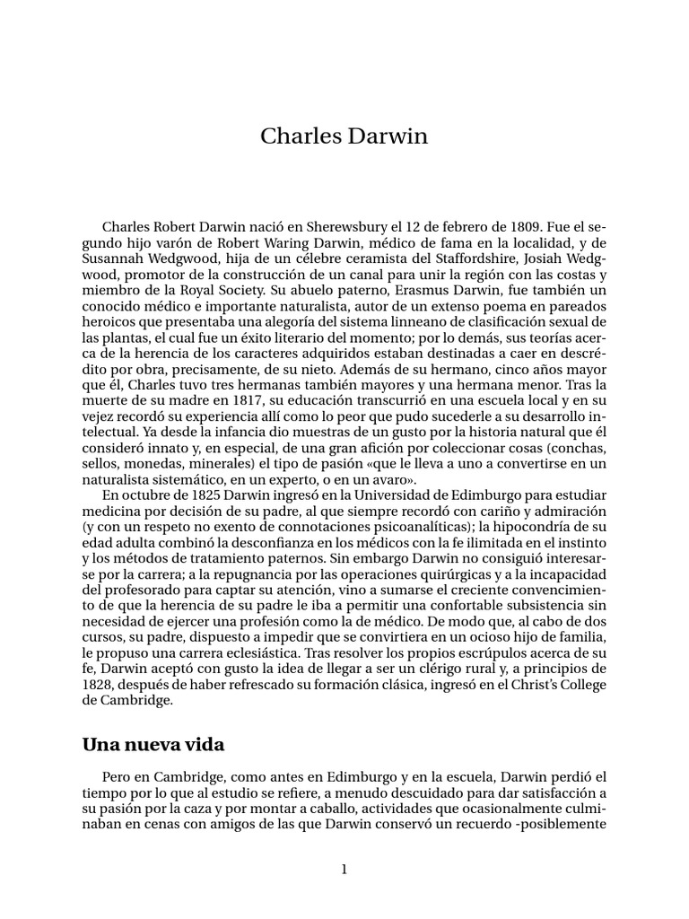 Biografia de Charles Darwin | PDF | Charles Darwin | Alfred Russel Wallace