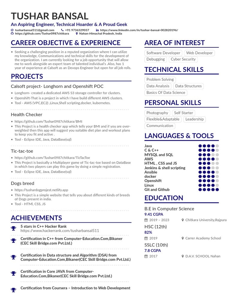 Tushar Resume | PDF