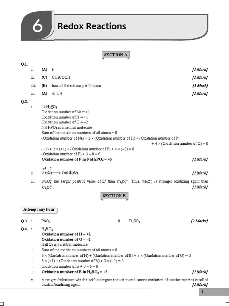 6 Redox Reactions16472475341647342590 | PDF | Redox | Chemistry