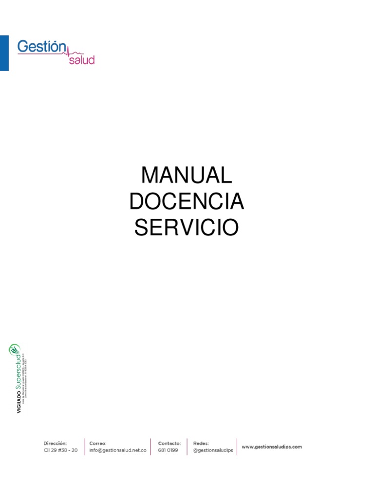 Manual de Docencia Servicio en Salud | PDF | Enseñando | Maestros
