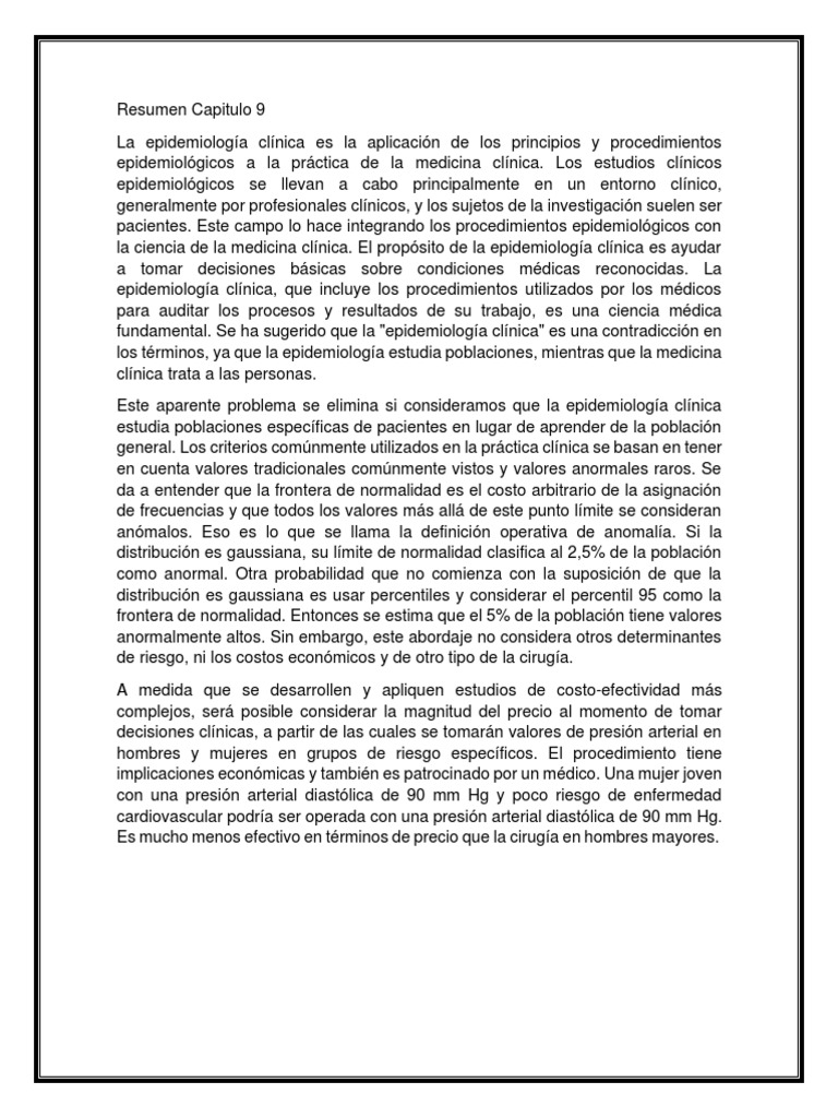 Resumen Cap 9 | PDF | Medicina | Predicción