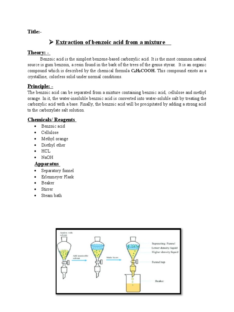 Extraction of Benzoic Acid | PDF