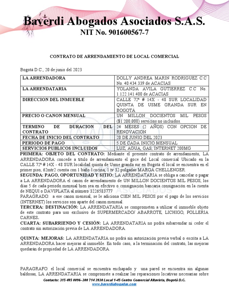 Contrato de Arriendo de Local Comercial | PDF
