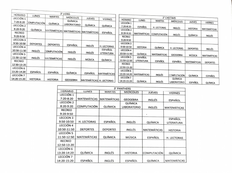 Ejemplo de Horario | PDF