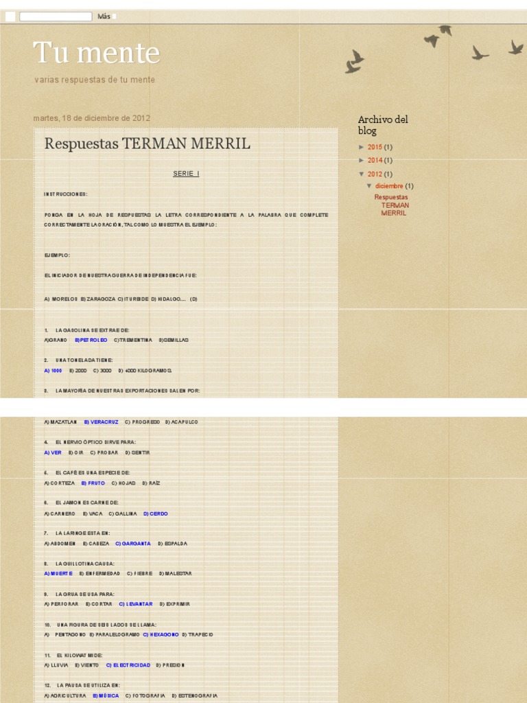 Respuestas Terman Merril | PDF