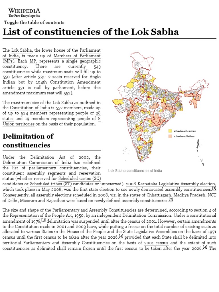 List of Constituencies of the Lok Sabha | PDF | Government | Government ...