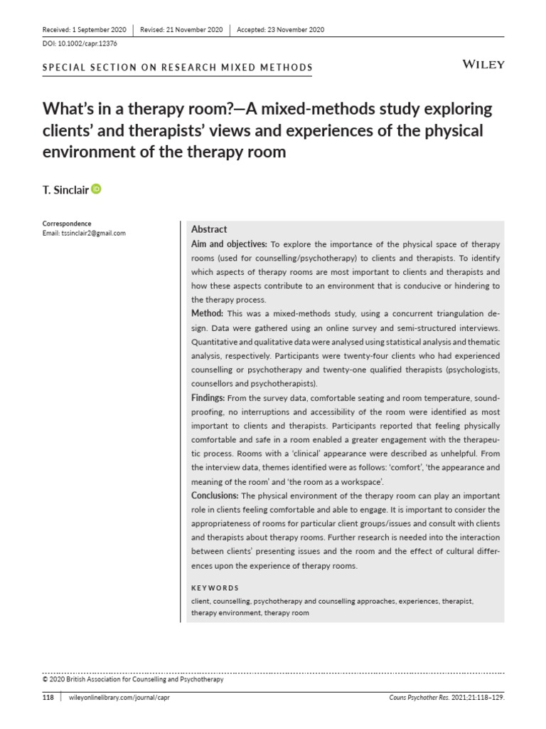 What Is in A Therapy Room | PDF | Psychotherapy | Survey Methodology