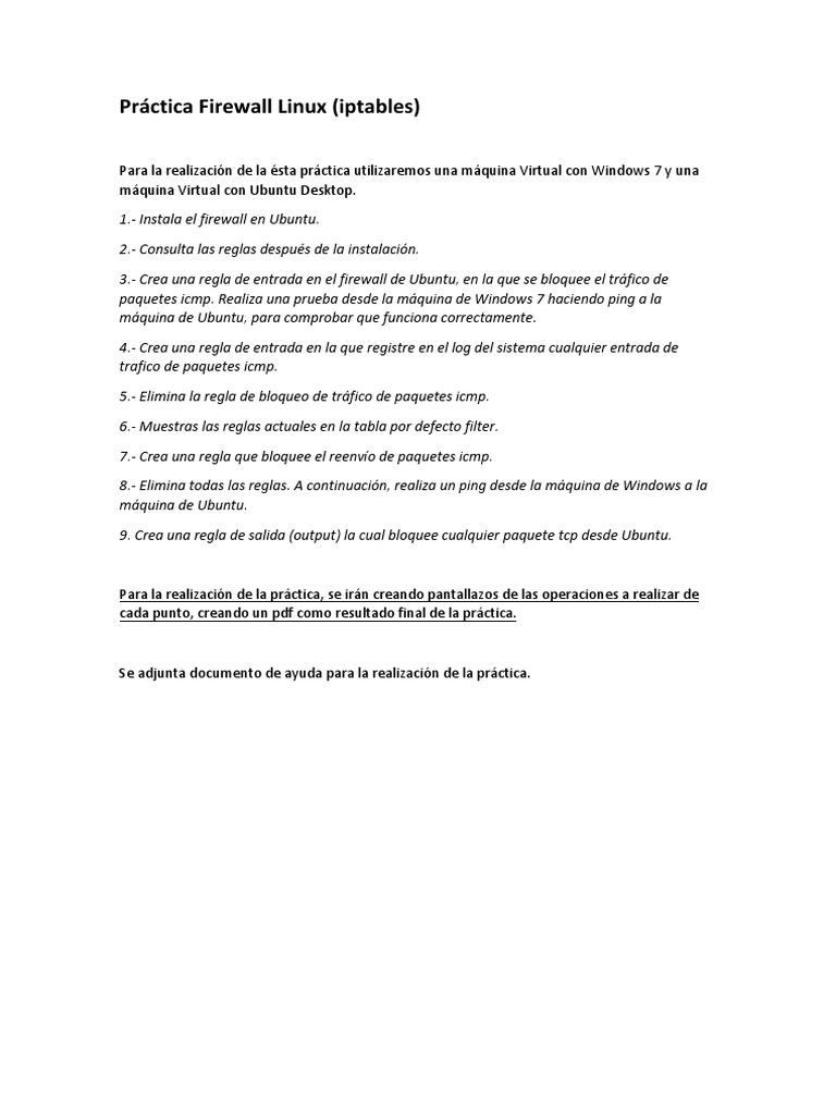 Práctica Firewall Linux | PDF