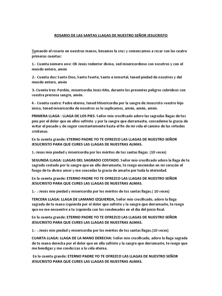 Rosario de las Santas Llagas de Cristo | PDF | Purgatorio | Pecado