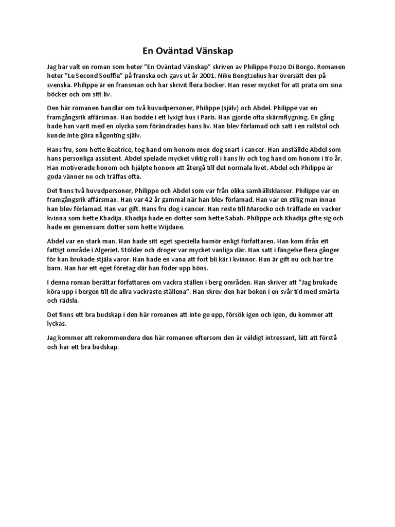 En Oväntad Vänskap Pdf