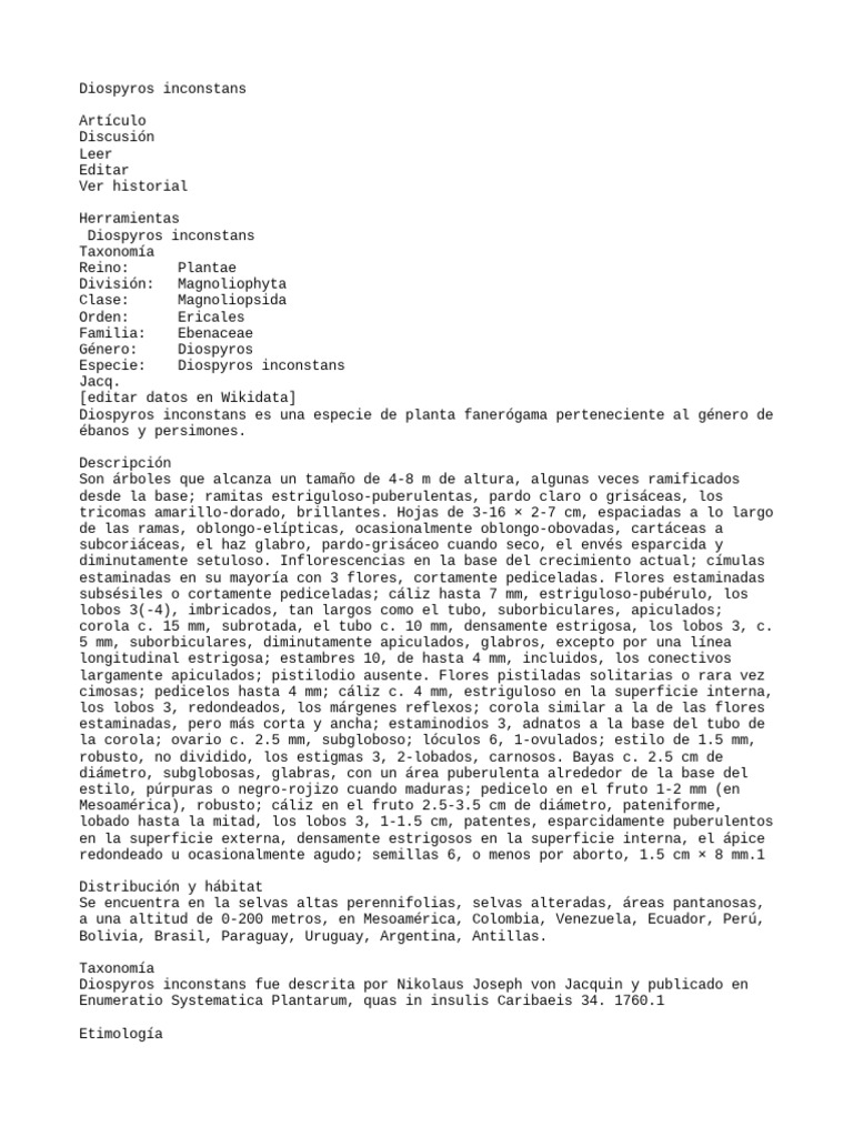 Diospyros inconstans: Especie y Hábitat | PDF | Hogar, jardinería y ...