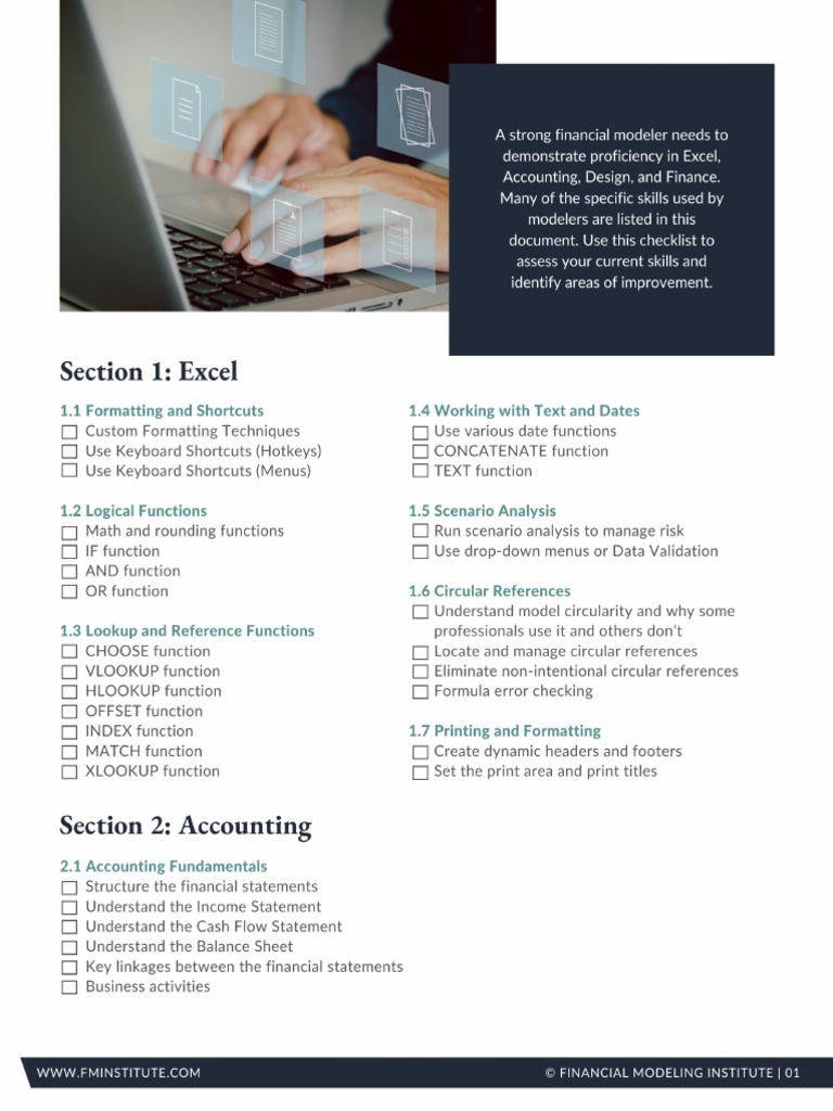 Financial Modeling Skills Checklist | PDF