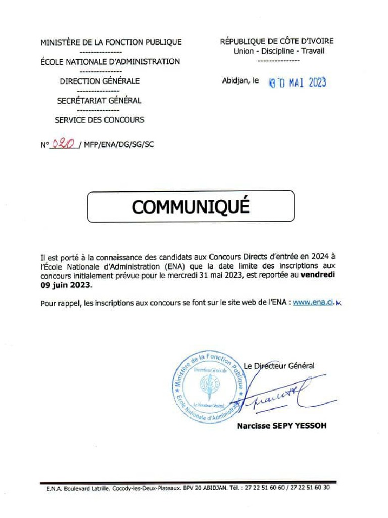 Communiqué 1 | PDF