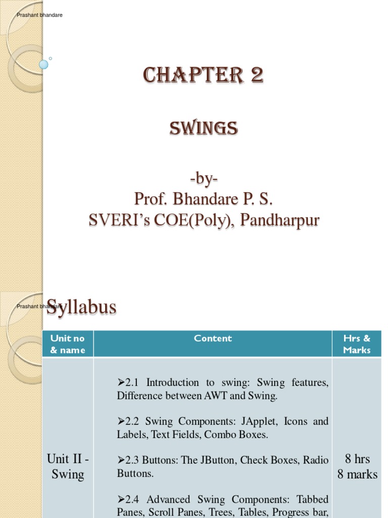Chapter 2 Swing | PDF