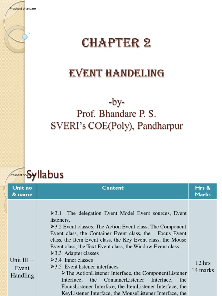 Chapter 3 Event Handeling | PDF | Method (Computer Programming) | Class (Computer Programming)