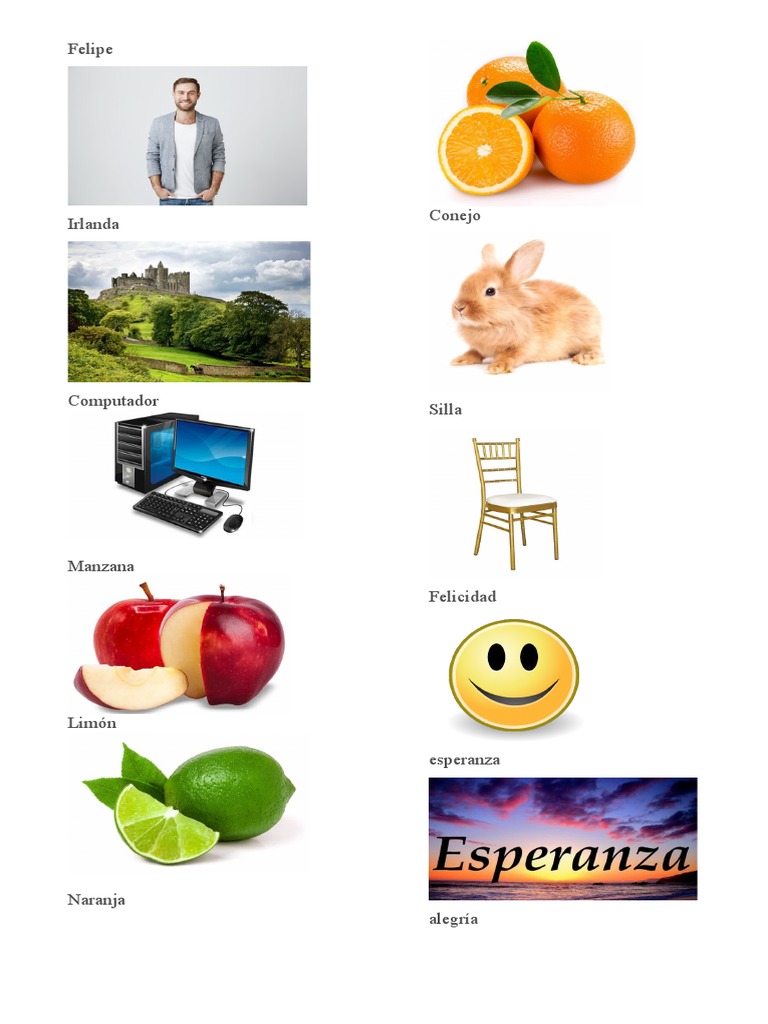 sustantivos y verbos con imagenes | PDF