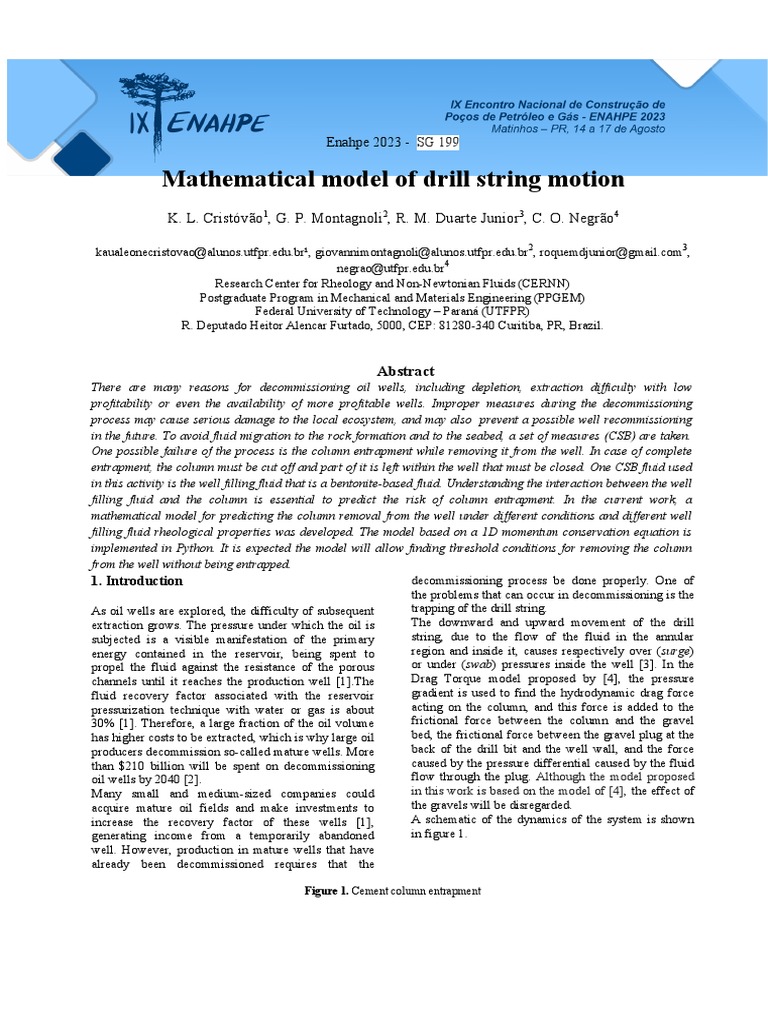 Artigo nas normas - Mathematical model of drill string motion | PDF