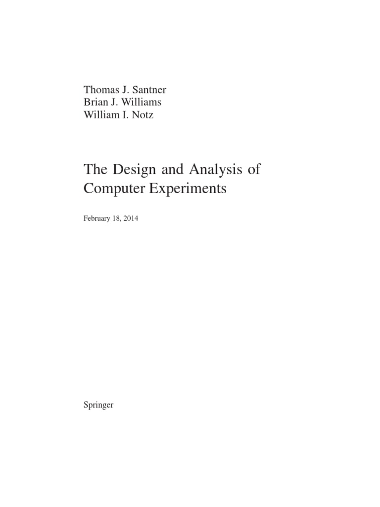 The Design And Analysis Of Computer Experiments Pdf