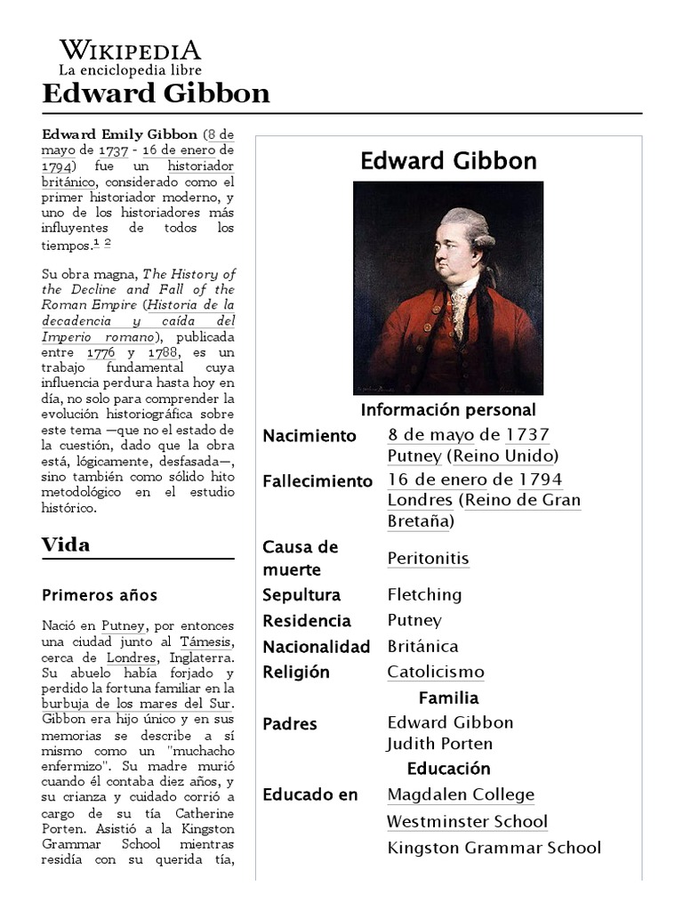 Edward Gibbon - Wikipedia, La Enciclopedia Libre | PDF