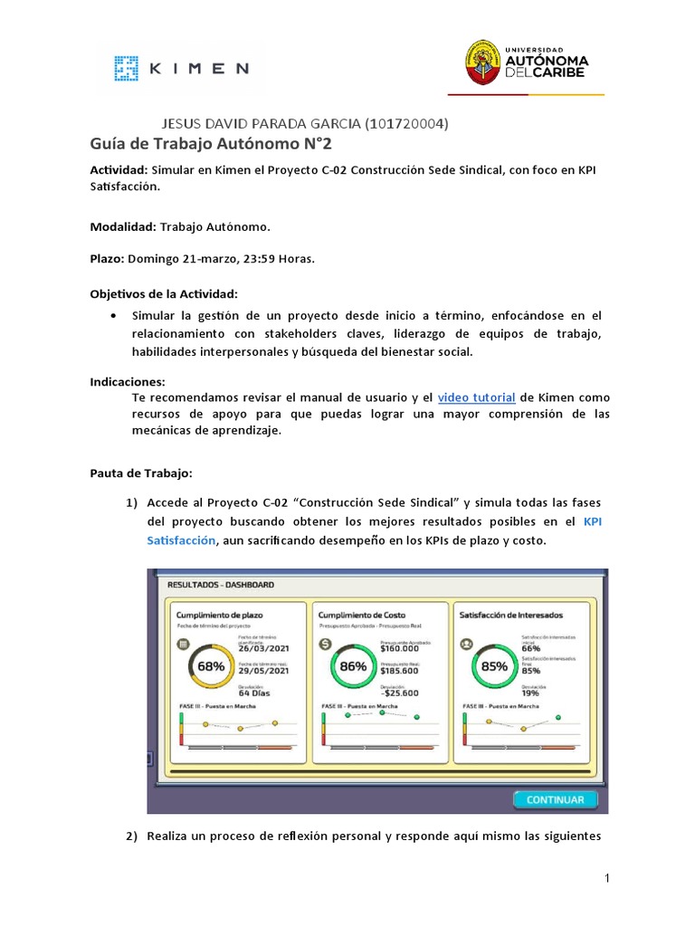 KIMEN - Guía de Trabajo N°2 UAC - Jesus Parada | PDF
