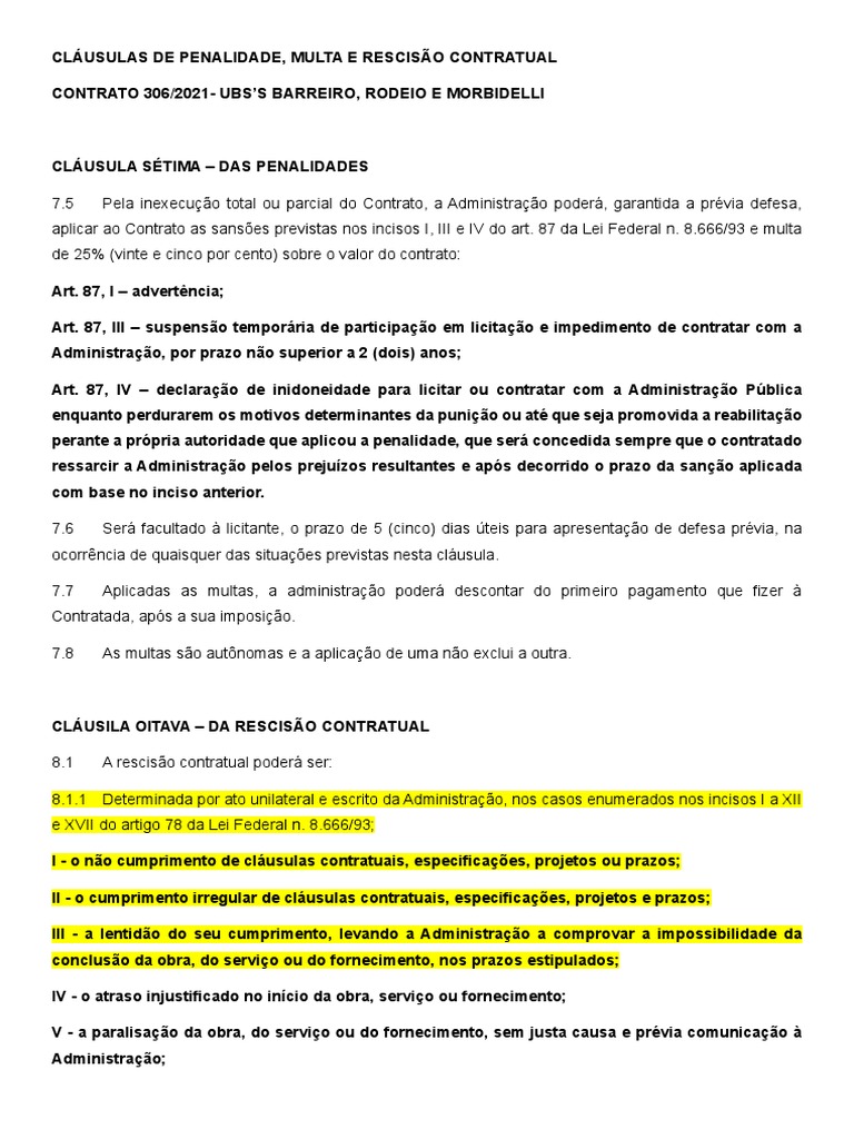 Penalidades e Rescisão Contratual | PDF | Contrato legal | Business