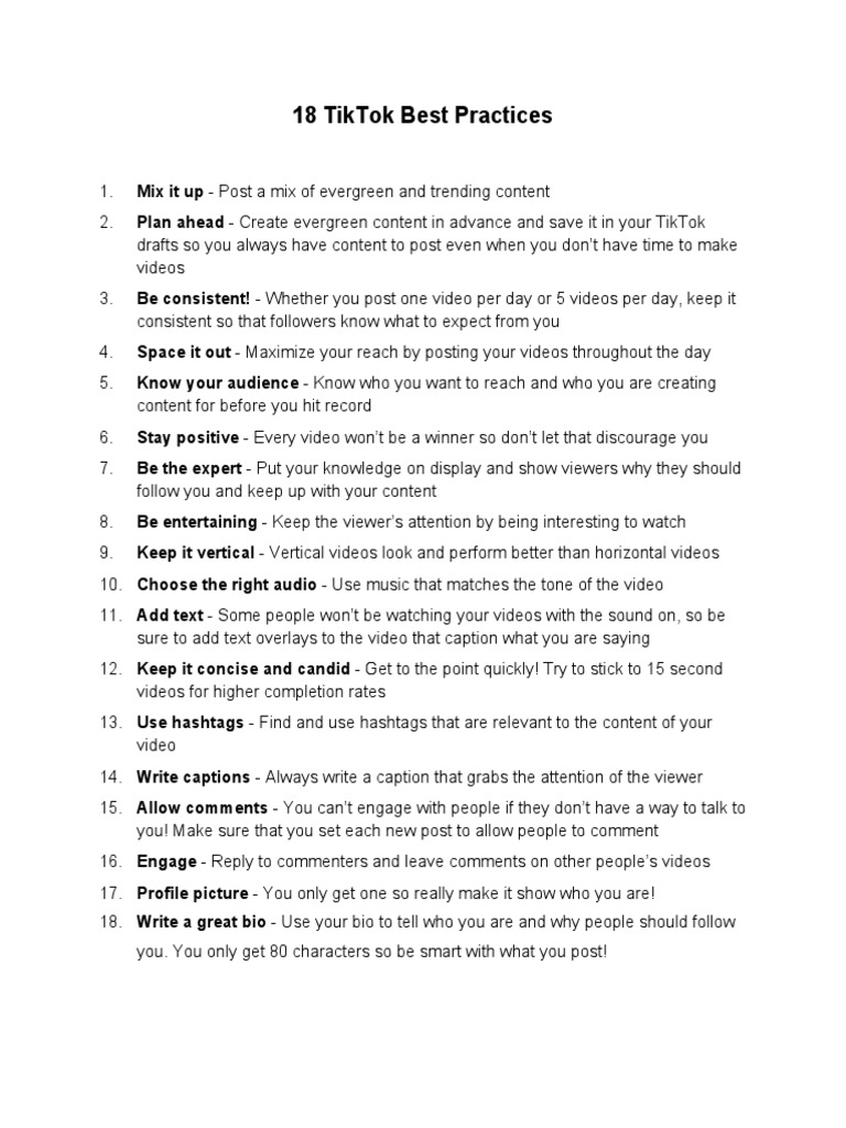 18 TikTok Best Practices | PDF