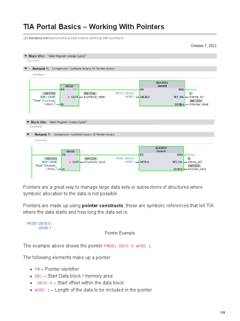 TIA Portal Basics Working With Pointers | PDF | Computers