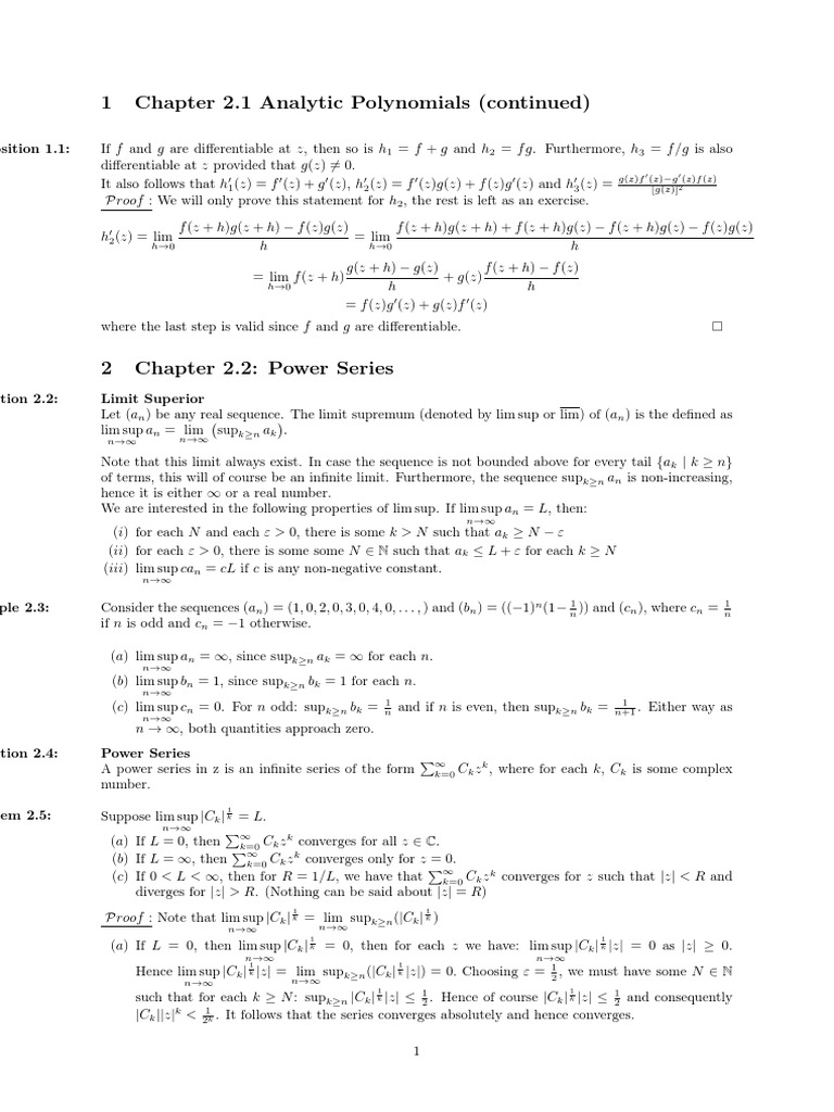 Chapter 2 Notes | PDF | Limit (Mathematics) | Power Series