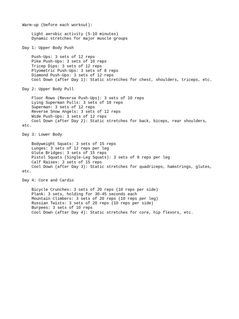 Workout Chat GPT 4 Times A Week | PDF