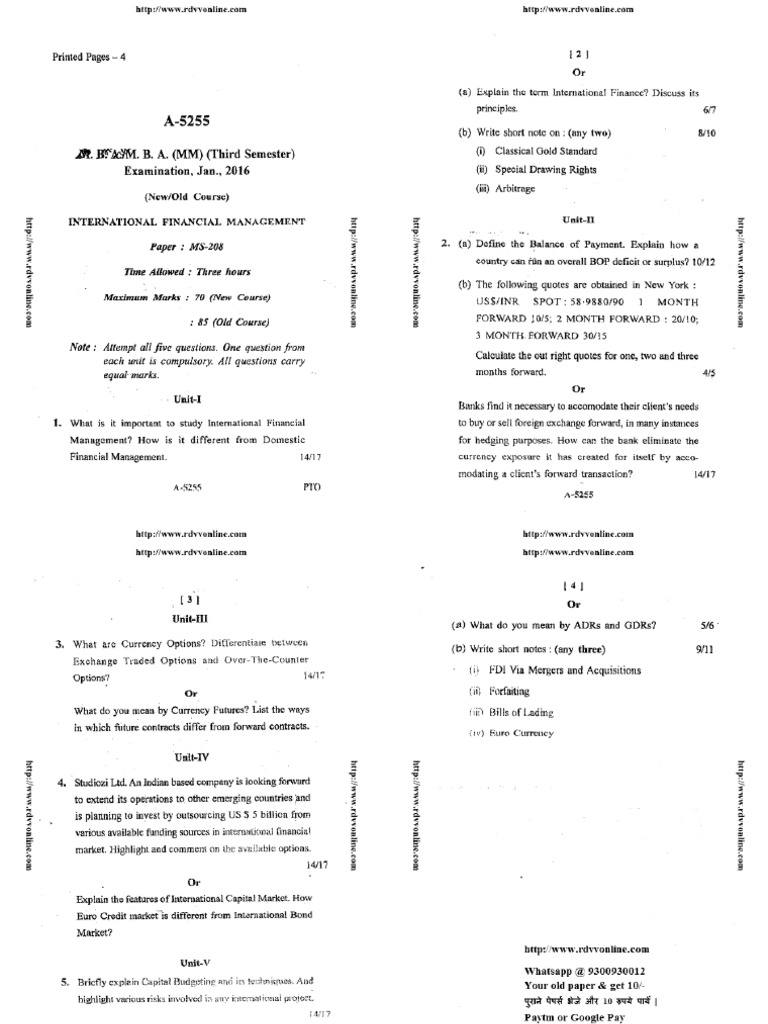 Mba 3 Sem International Financial Management Jan 2016 | PDF
