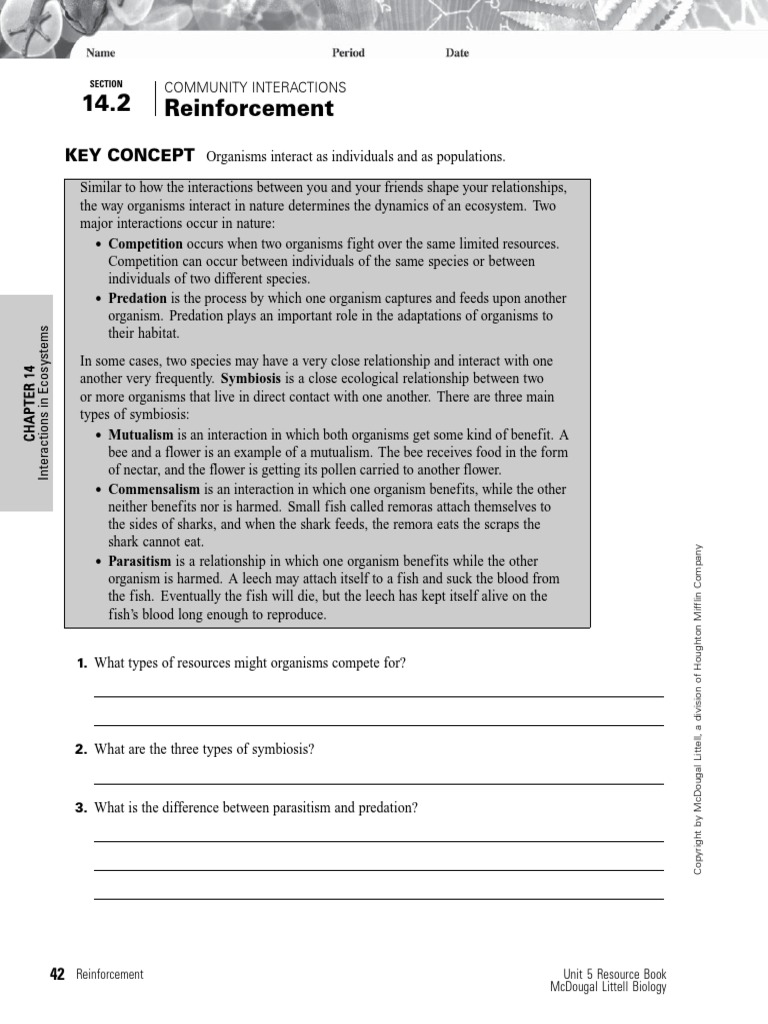 14.2 Reinforcement: Key Concept | PDF | Biology | Nature