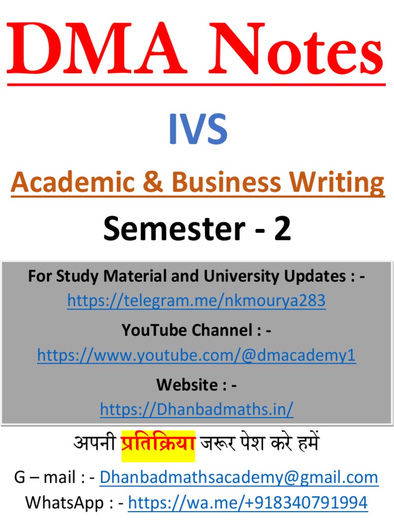 BBMKU DMA Notes Academic and Business Writing Semester 2 Session | PDF ...