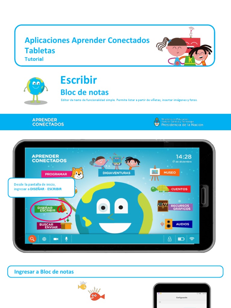 Aplicaciones Aprender Conectados Tabletas Escribir Bloc de Notas | PDF | Software | Informática