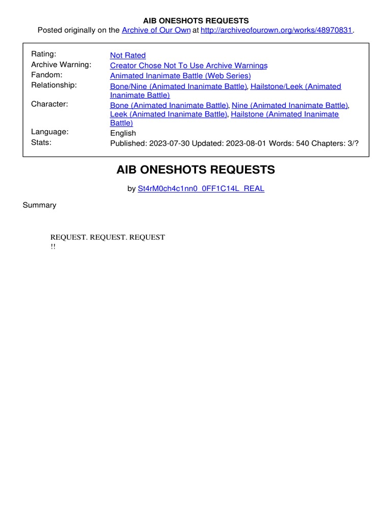 AIB One-Shots: Fluff Requests | PDF