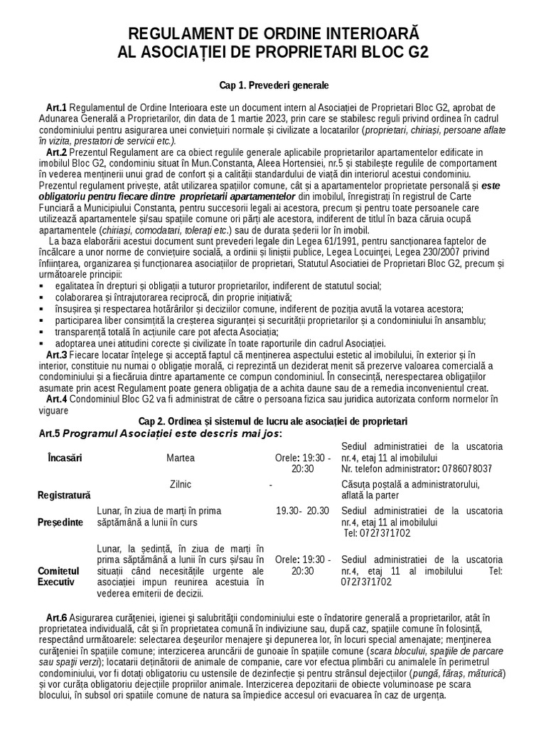 Regulament Ordine Interioara G2 | PDF