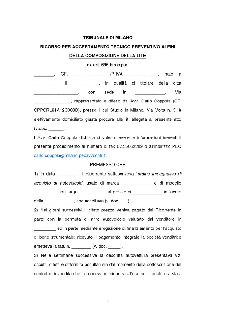 Modello Ricorso Atp | PDF
