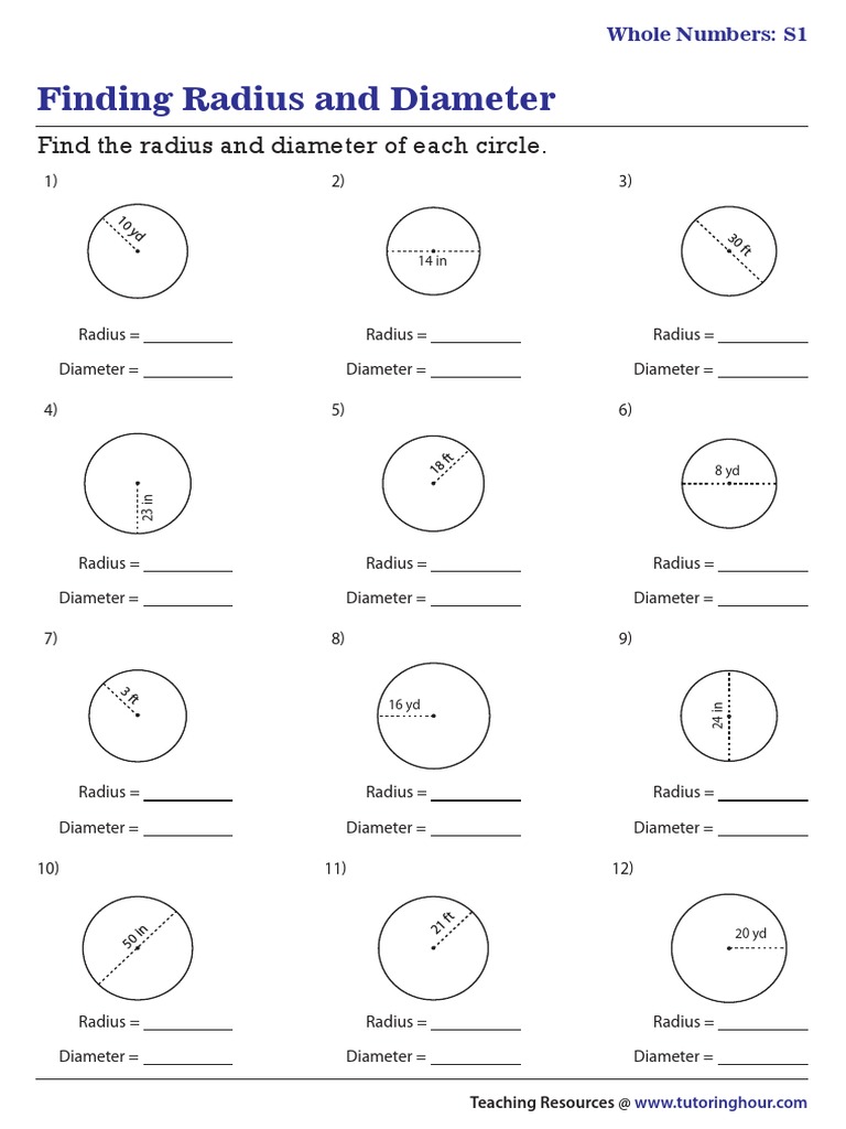 Radius Diameter Whole Numbers 1 | PDF | Diameter | Triangle Geometry