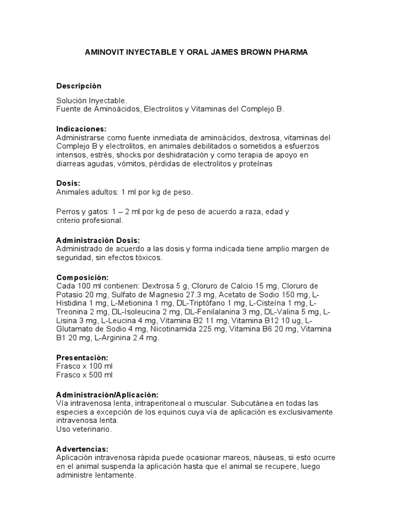 Aminovit Inyectable y Oral 8 | PDF