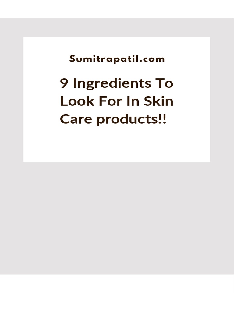 Key Skin Care Ingredients Explained | PDF