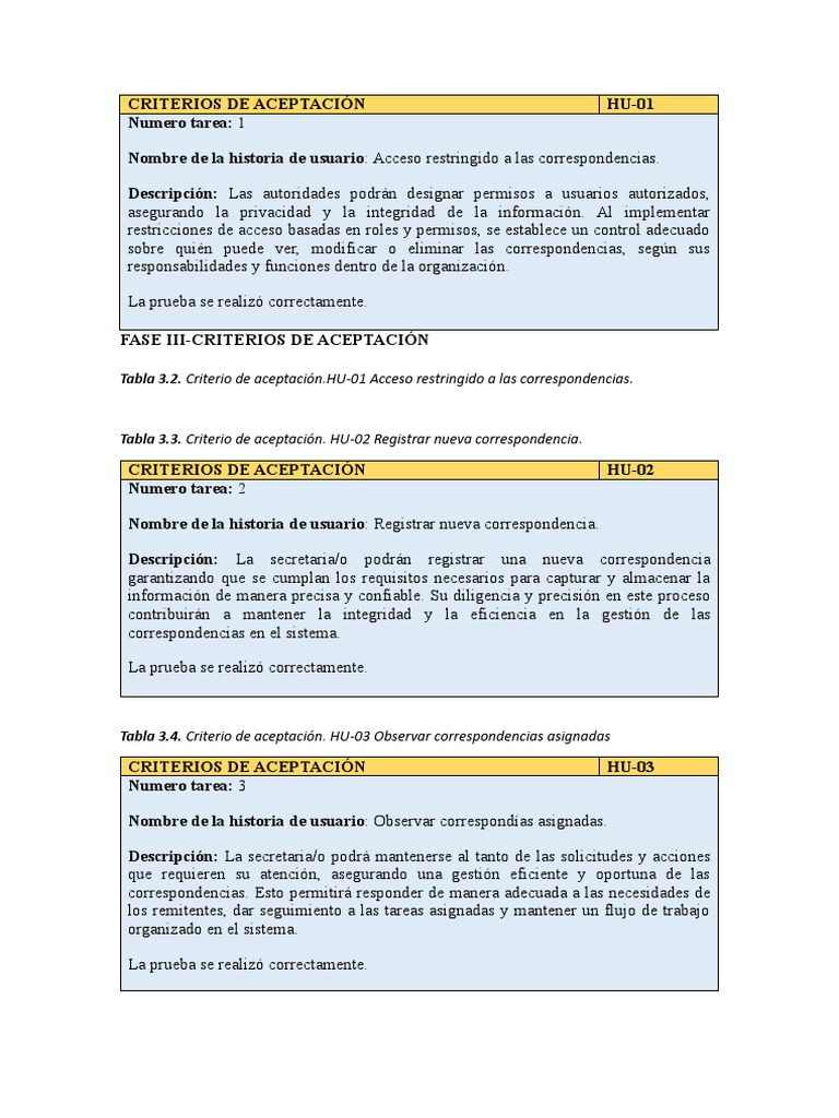 Criterios De Aceptación Pdf