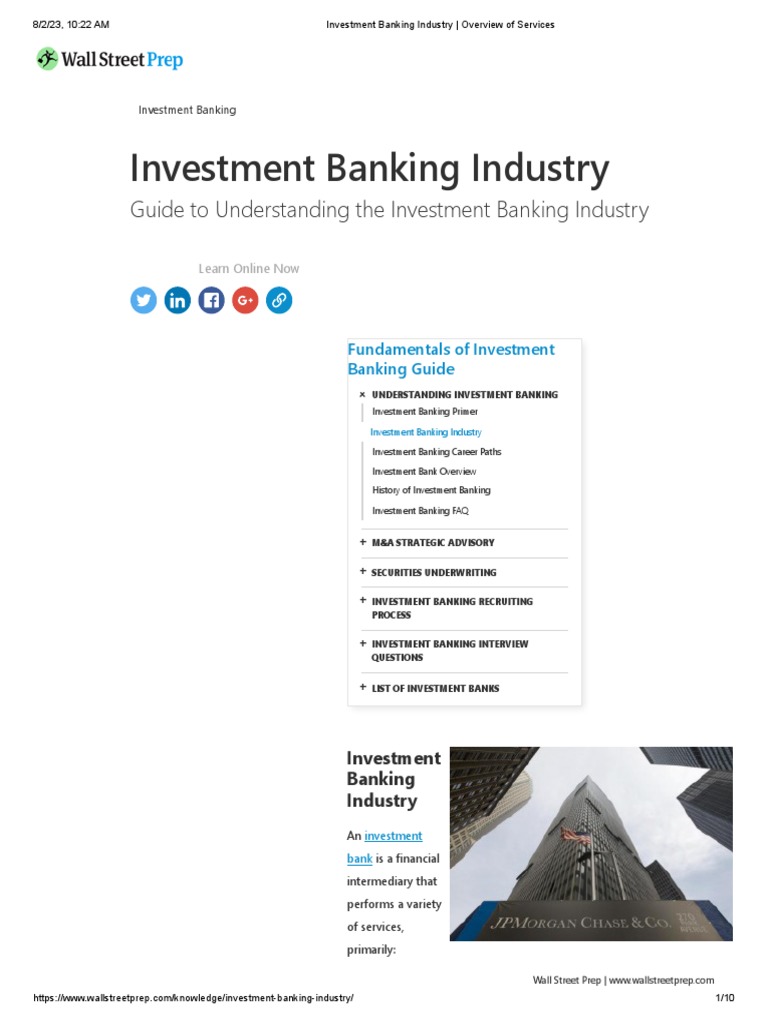02.investment Banking Industry - Overview of Services | PDF