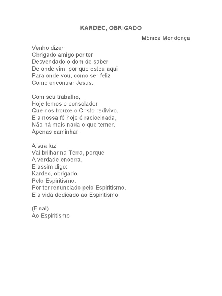 Kardec Obrigado Letra e Cifra | PDF