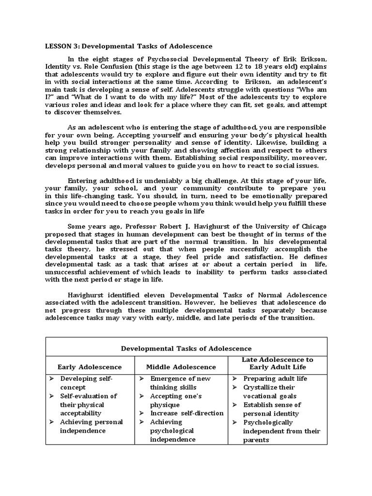 Lesson 3 | PDF | Adolescence | Developmental Psychology