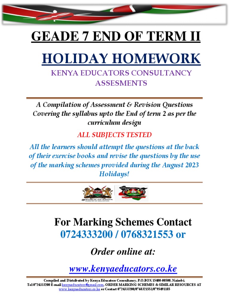 Grade 7 Jss Endterm 2 Holiday Assignment Booklet | PDF | Science & Mathematics