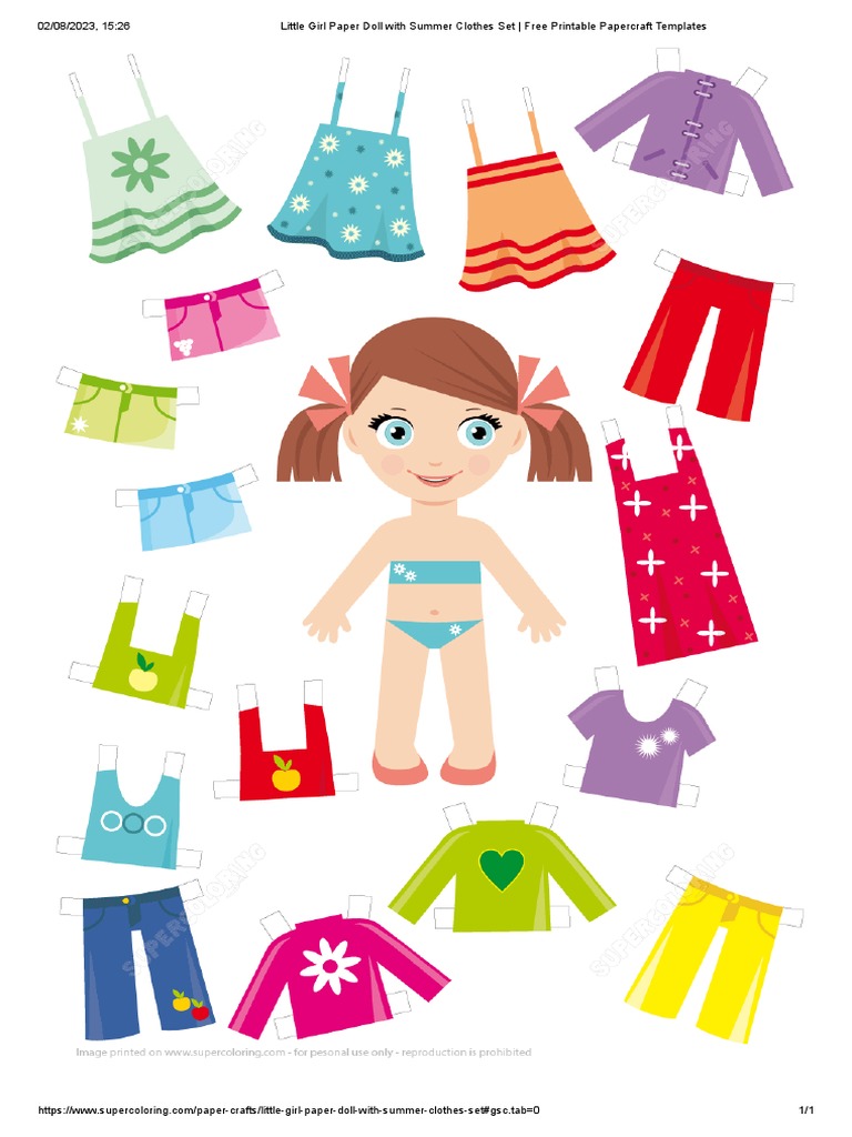 Little Girl Paper Doll With Summer Clothes Set - Free Printable ...
