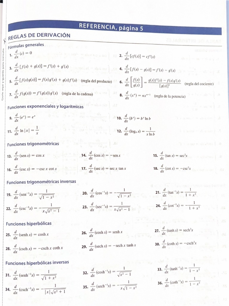 Formulario Cálculo Diferencial e Integral | PDF