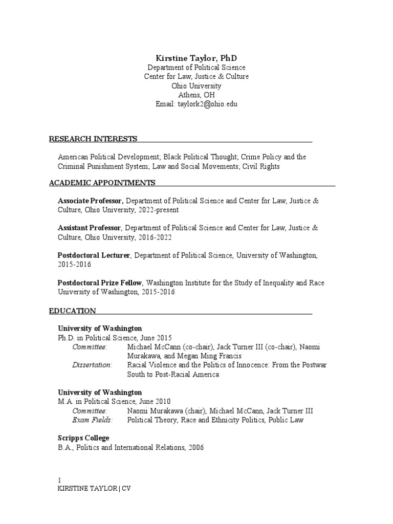 Kirstine Taylor Full CV Aug 2023 | PDF