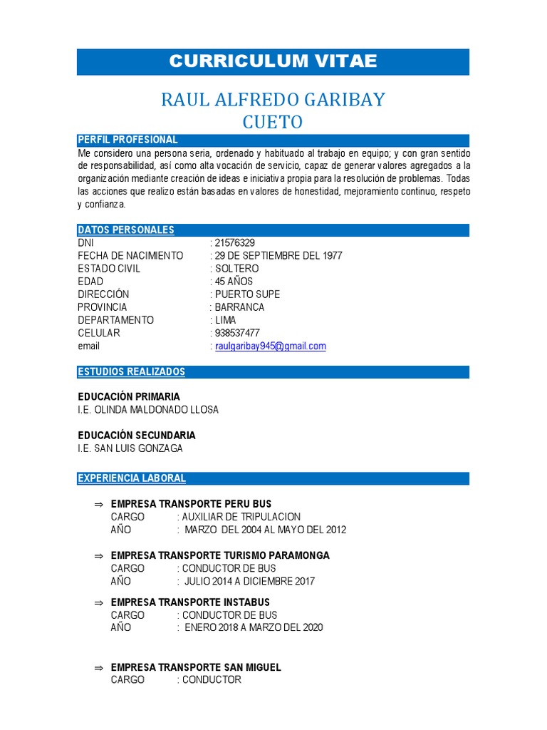 Raul Alfredo Garibay Cueto: Curriculum Vitae | PDF