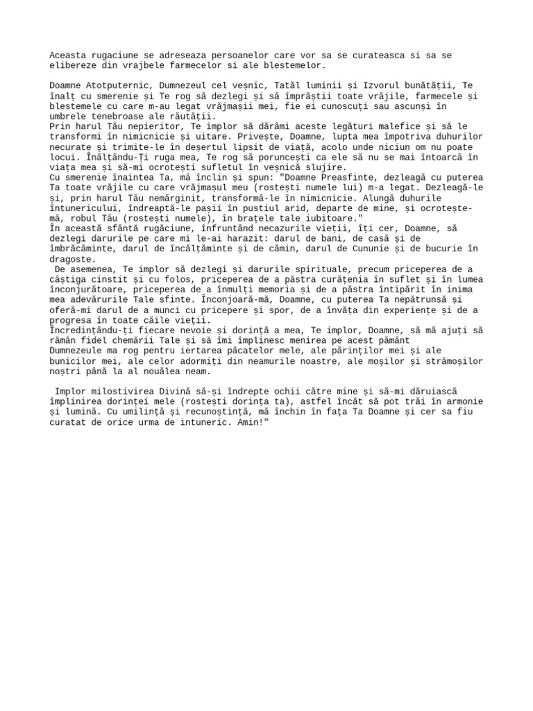 Rugaciune Puternica Eliberare de Farmece Si Blesteme Pana La Al 9 Lea ... Rugaciune Puternica Eliberare de Farmece Si Blesteme Pana La Al 9 Lea ...