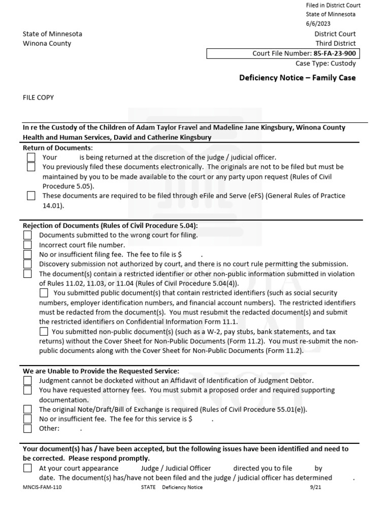 ADAM FRAVEL - MCRO - 85-FA-23-900 - Notice of Deficiency - 2023-06-06 ...